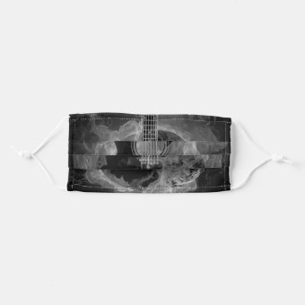 Guitar Gray Black and White Music Adult Cloth Face Mask | Zazzle