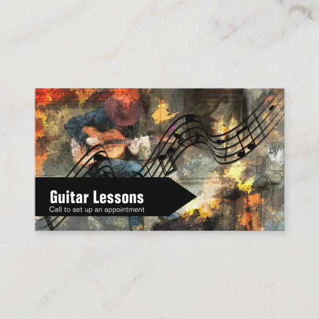 Guitar Lessons and Music Instructors Business Card | Zazzle
