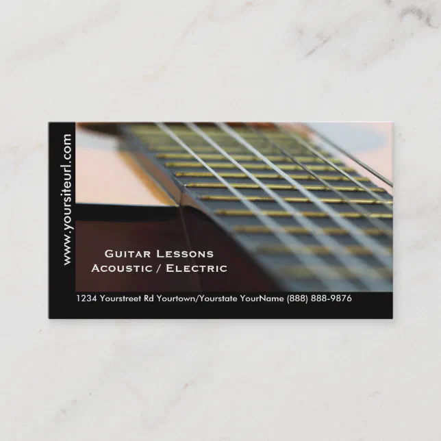Guitar Lessons - Music Teacher Acoustic Guitar Business Card | Zazzle