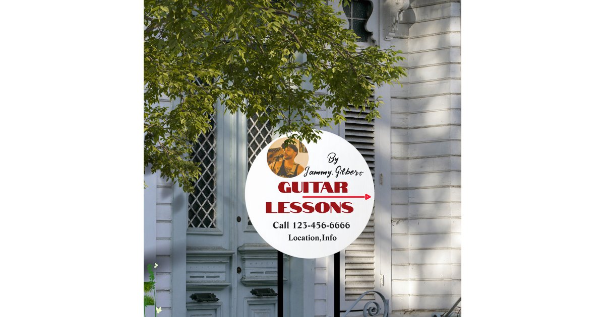 Guitar Lessons Outdoor Sign Circle Yard Sign | Zazzle