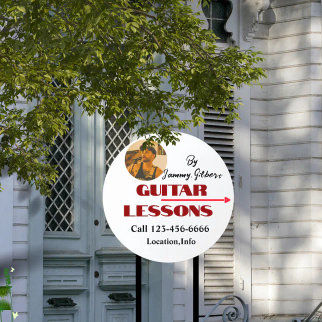 Guitar Lessons Outdoor Sign Circle Yard Sign | Zazzle