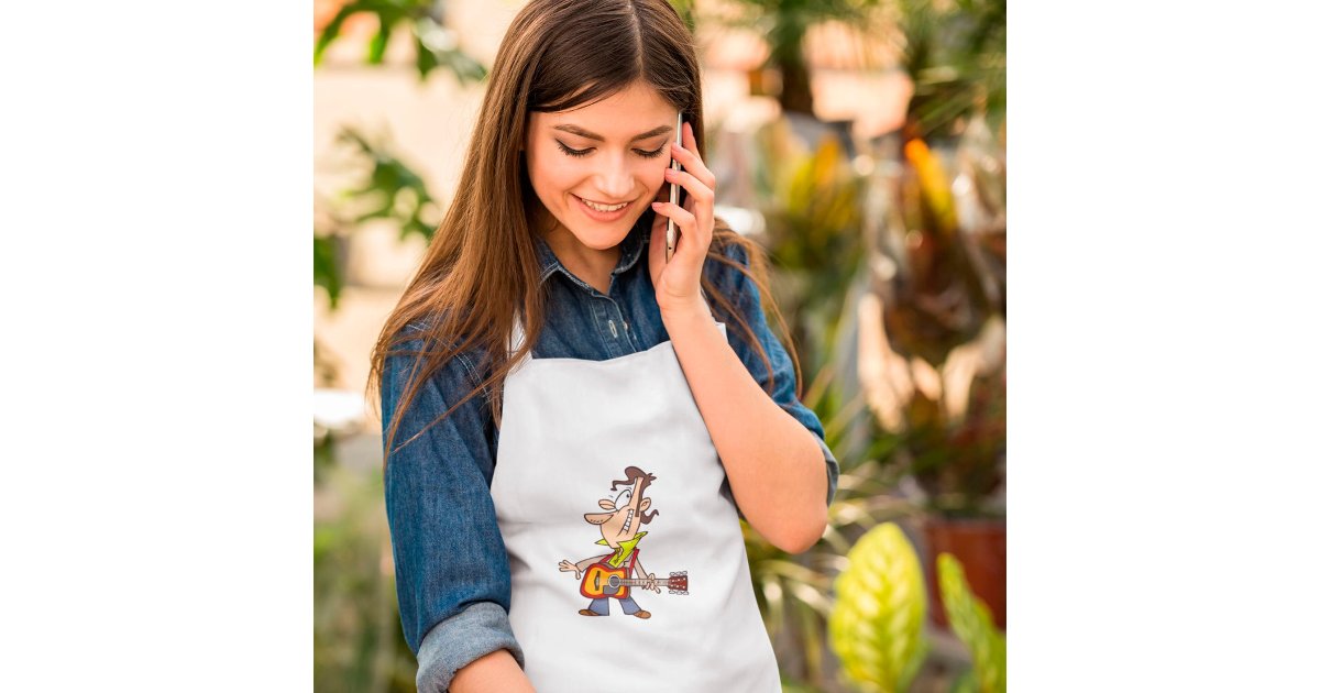 Guitar Man Rockstar Adult Apron | Zazzle