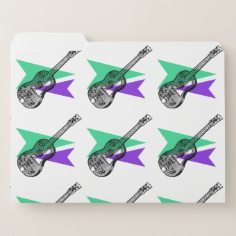 Guitar Music Jazz Retro Illustration File Folders | Zazzle