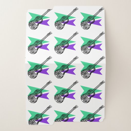 Guitar Music Jazz Retro Illustration File Folders | Zazzle