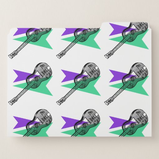 Guitar Music Jazz Retro Illustration File Folders | Zazzle