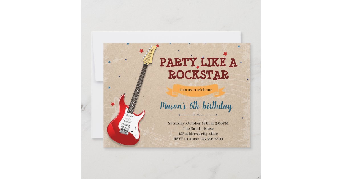 Guitar music party theme invitation | Zazzle