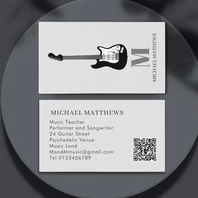 Guitar Music Tutor Professional Musician QR Code Business Card | Zazzle