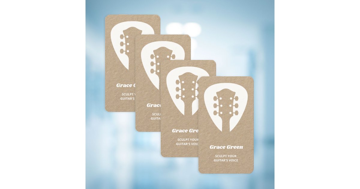 Guitar Pick Kraft Business Card | Zazzle