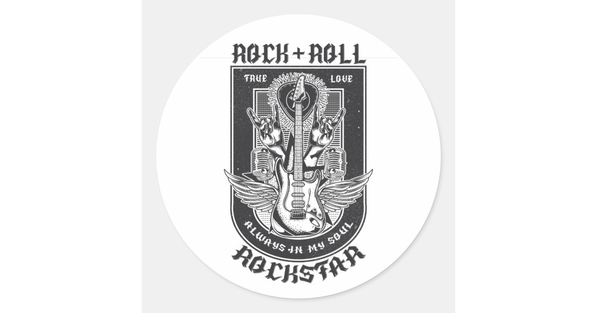 Guitar Rock Design Classic Round Sticker Zazzle