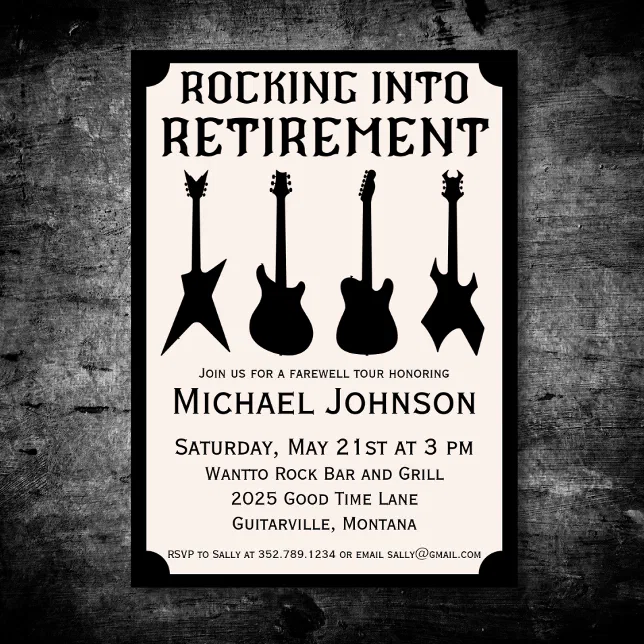 Guitar Rock 'n' Roll Retirement Party Invitation | Zazzle