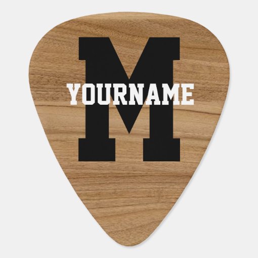 Guitar Rustic Wood Guitarist Name Initial Cool Guitar Pick | Zazzle