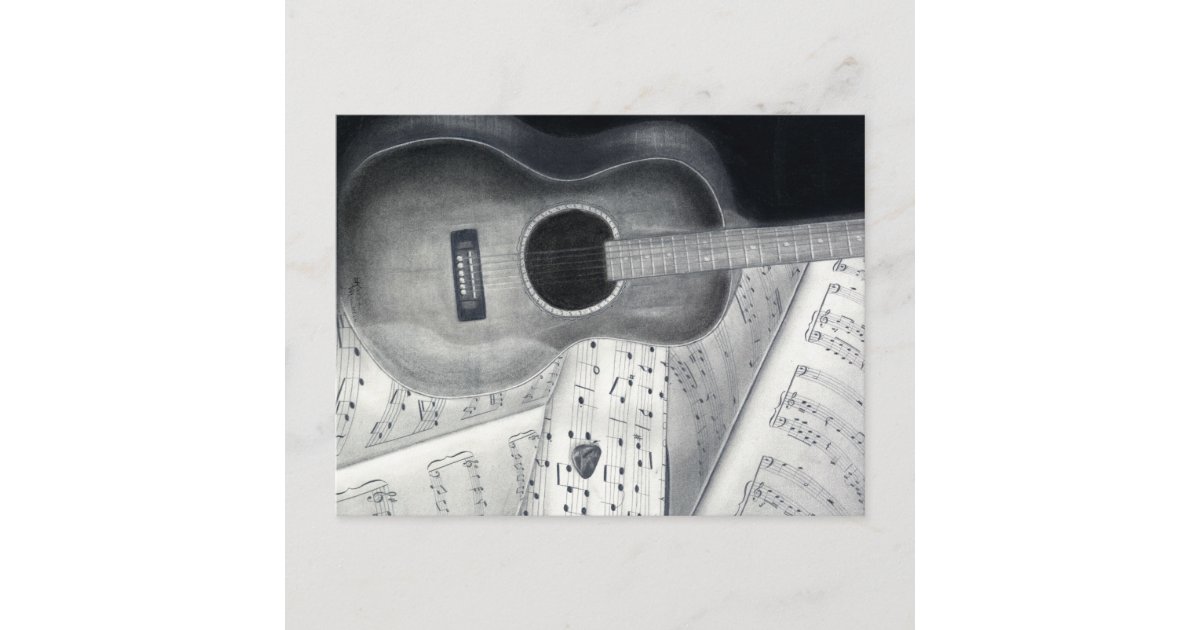 Guitar & Sheet Music Postcard | Zazzle
