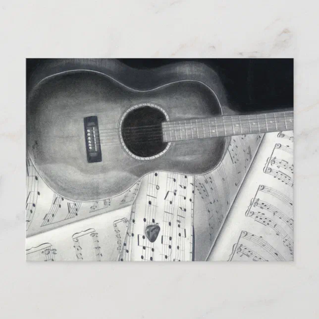 Guitar & Sheet Music Postcard | Zazzle