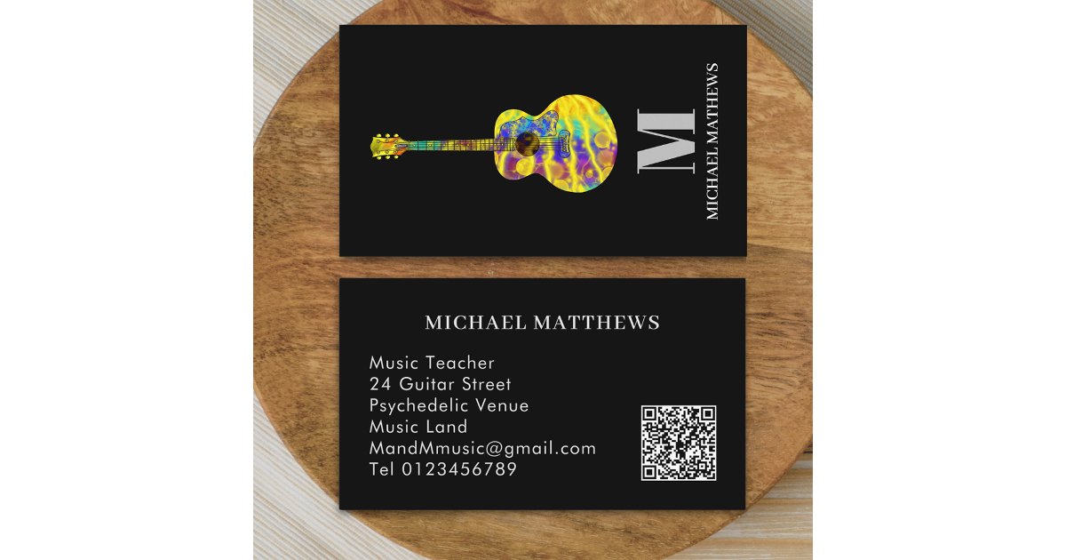 Guitar Teacher Professional Musician QR Code Business Card | Zazzle