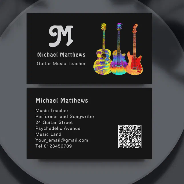 Guitar Teacher QR Code Custom Business Card | Zazzle