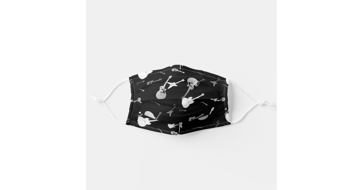 Guitars Rock Illustration Black Face Mask | Zazzle