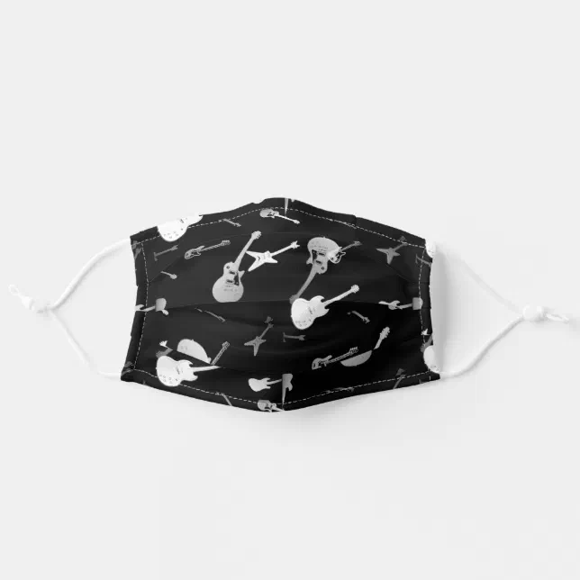 Guitars Rock Illustration Black Face Mask | Zazzle