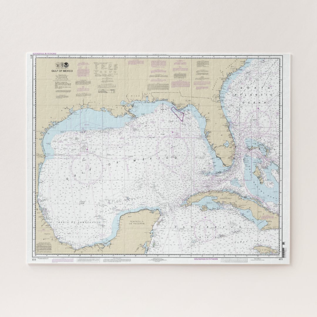 Gulf of Mexico Authentic Nautical Chart Jigsaw Puzzle | Zazzle