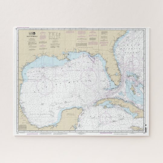 Gulf of Mexico Authentic Nautical Chart Jigsaw Puzzle | Zazzle.com
