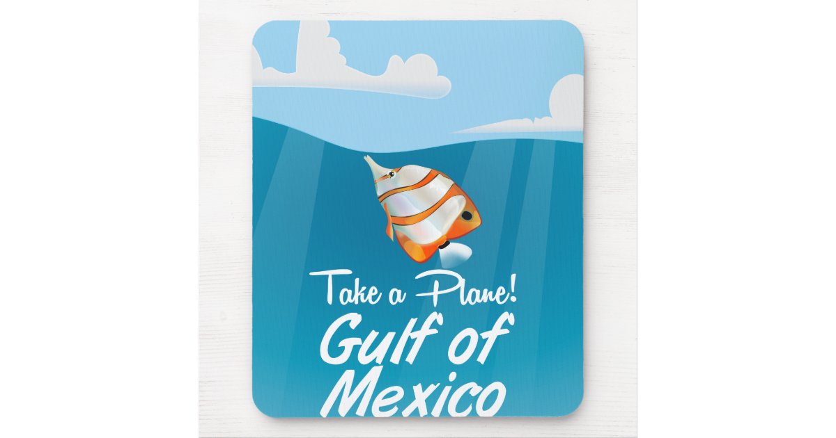 Gulf of Mexico travel poster cartoon Mouse Pad | Zazzle