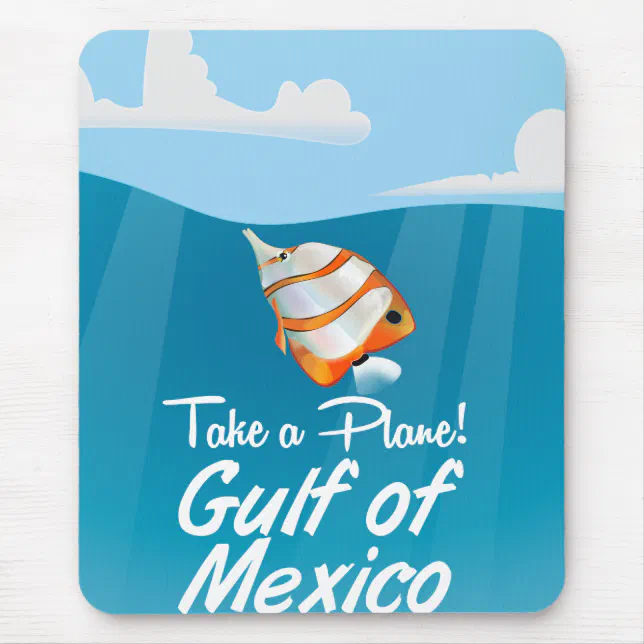 Gulf of Mexico travel poster cartoon Mouse Pad | Zazzle