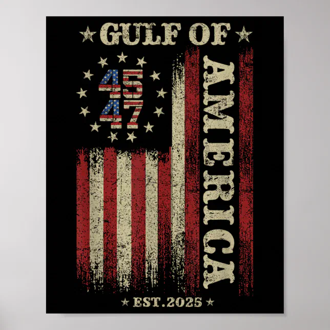 Gulf Retro Of America Est 2025 Usa American Flag M Poster | Zazzle