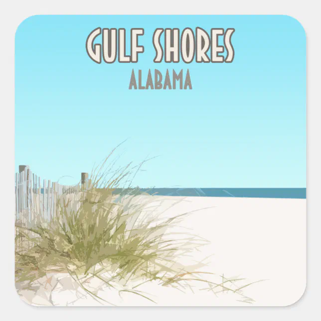 Gulf Shores Alabama Beach Square Sticker | Zazzle