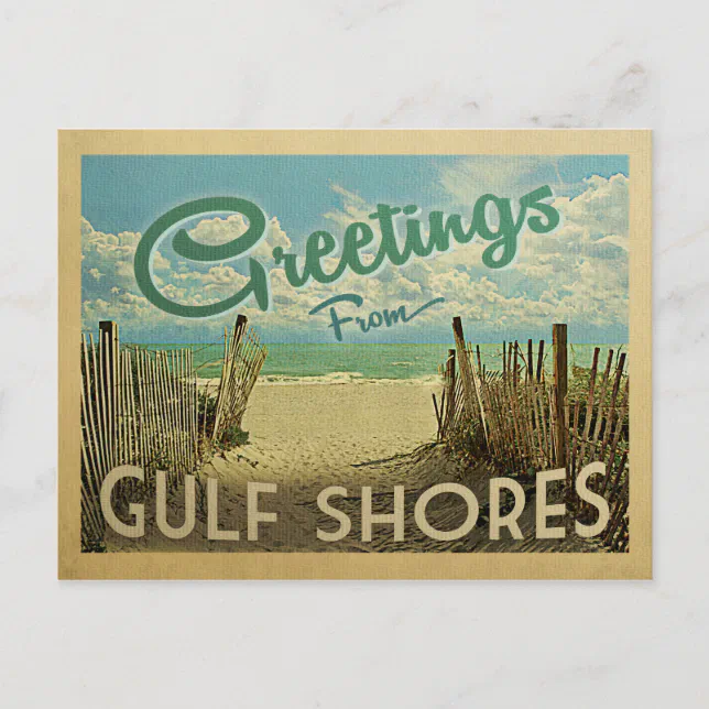 Gulf Shores Beach Vintage Travel Postcard | Zazzle