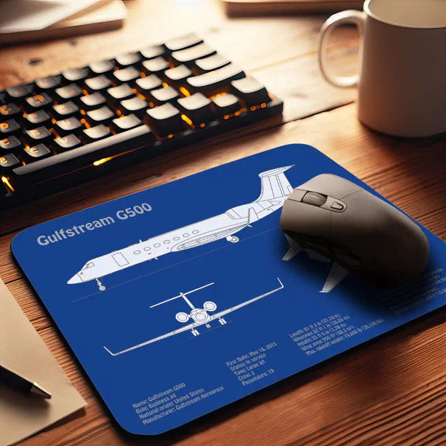 Gulfstream G500 - Airplane Blueprint Plans ABD Mouse Pad | Zazzle