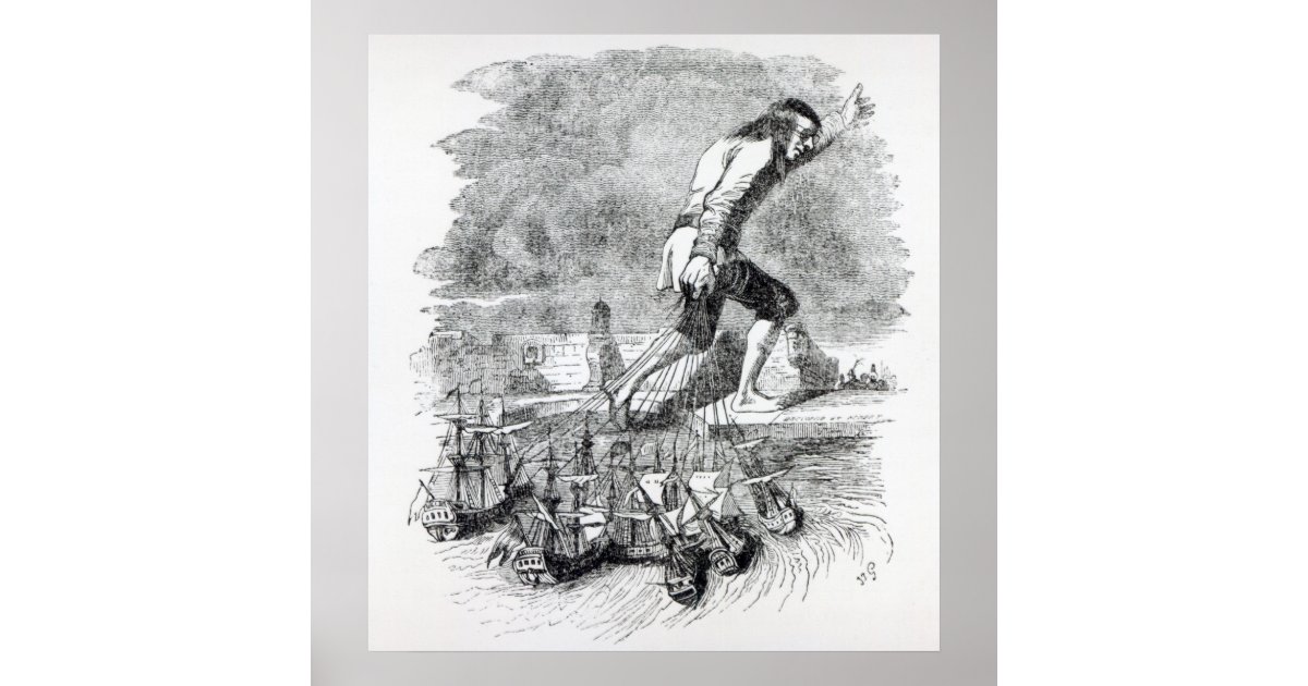 Gulliver stealing the Blefuscudian fleet Poster | Zazzle