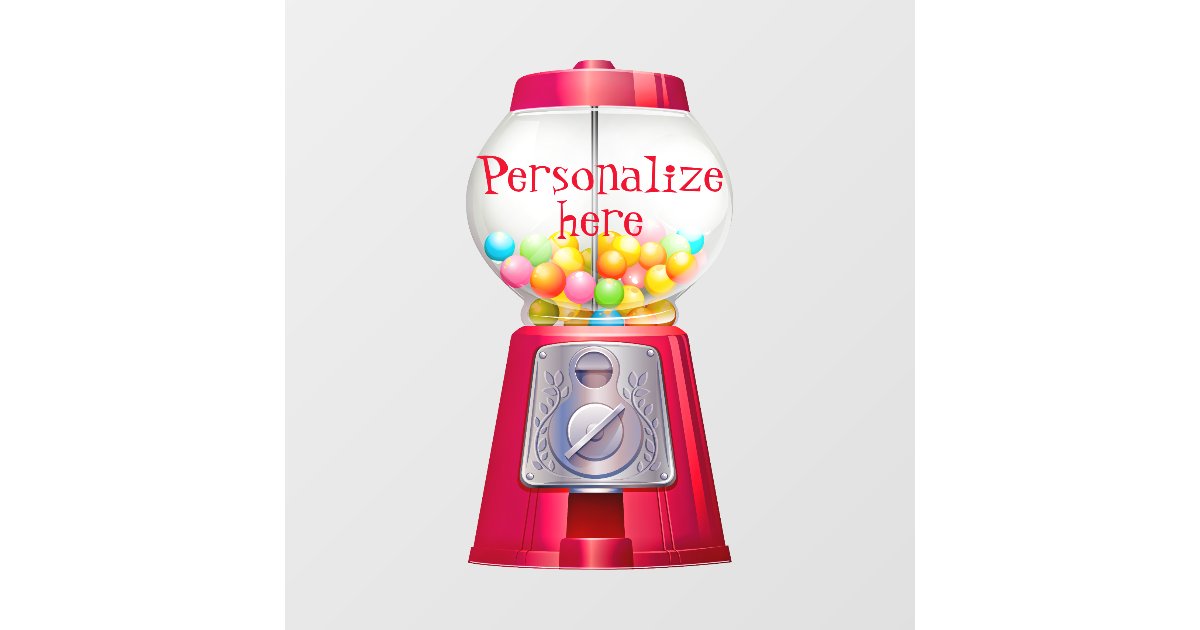Gumball machine bubblegum vintage cute red party window cling | Zazzle