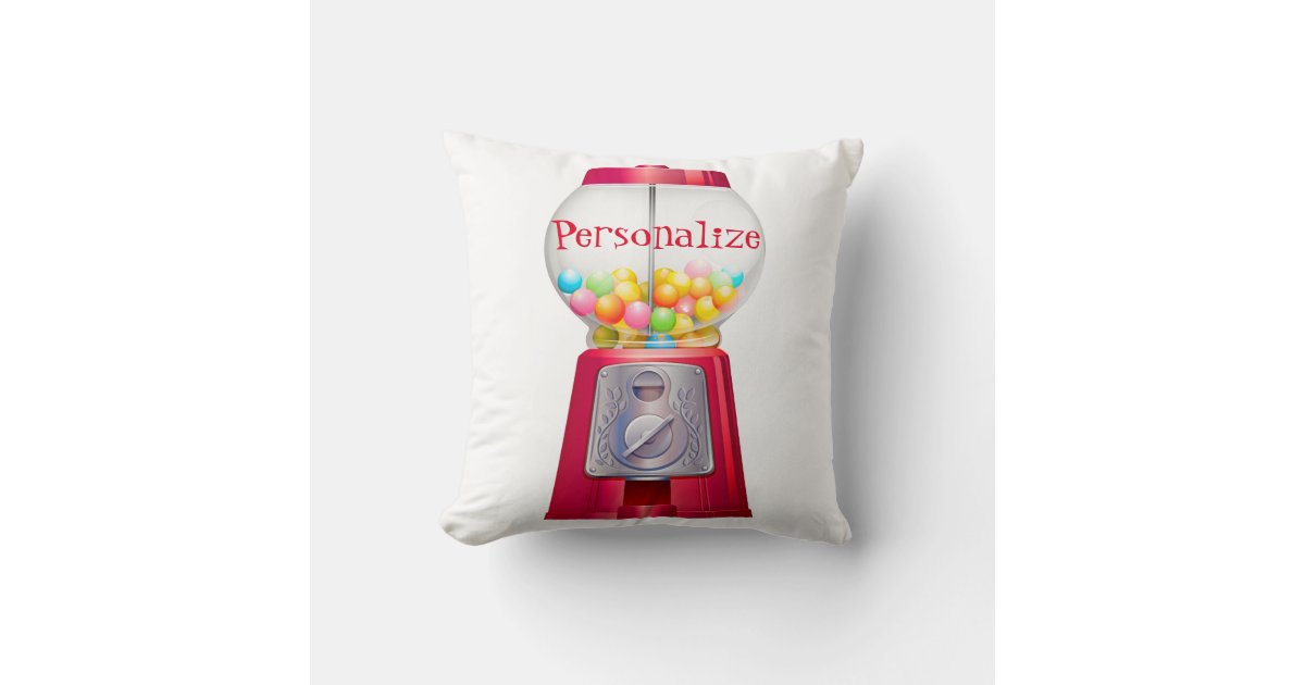 Gumball machine bubblegum vintage cute red throw pillow | Zazzle