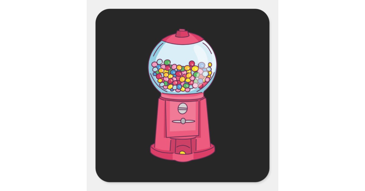 Gumball machine square sticker | Zazzle