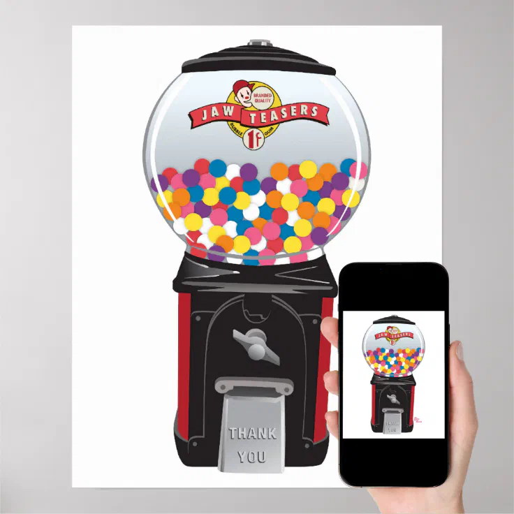 Gumball Machine White Poster | Zazzle