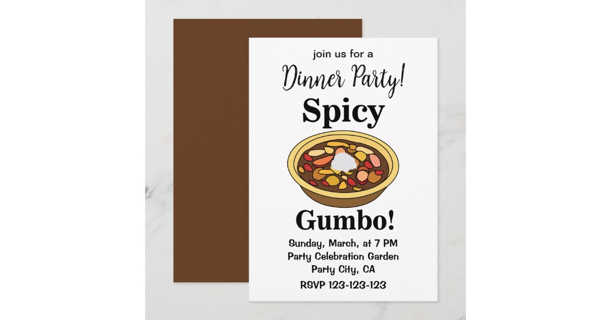Gumbo Food Spicy Gumbo Invitation | Zazzle