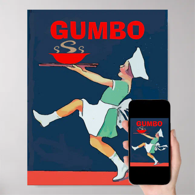 GUMBO,girl with bowl, Kitchen Poster | Zazzle