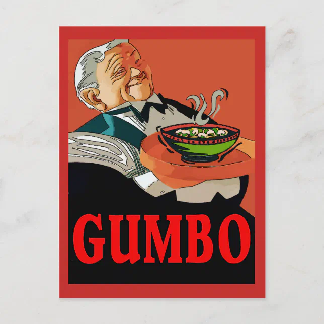 Gumbo,vintage waiter postcard | Zazzle