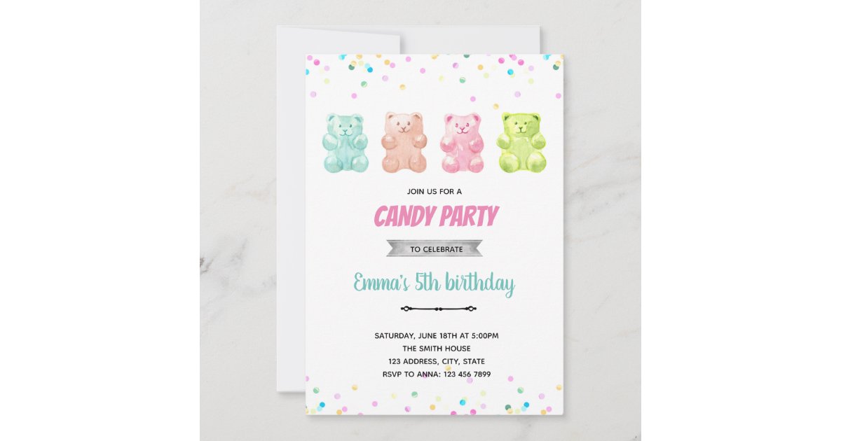 Gummy bear candy invitation | Zazzle