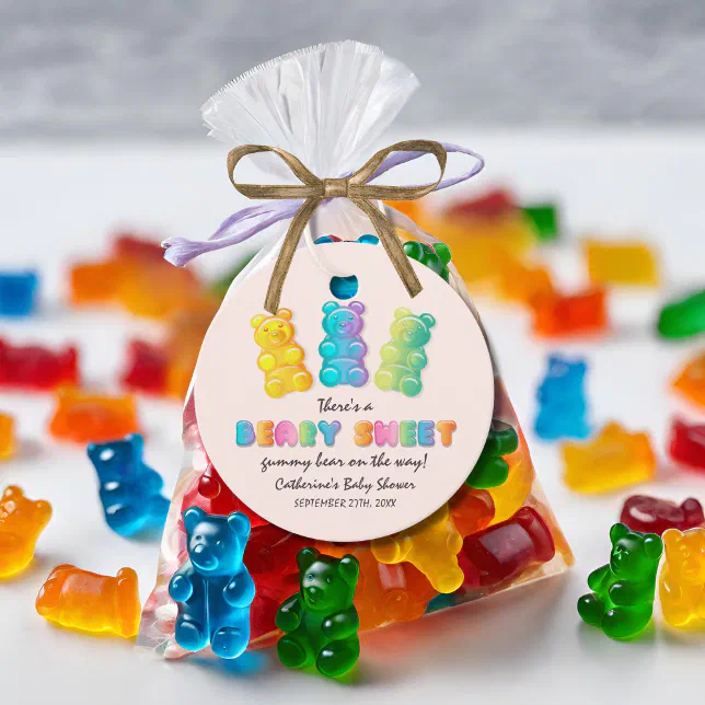 Gummy Bear Colorful Jelly Candy Baby Shower Favor Tags | Zazzle