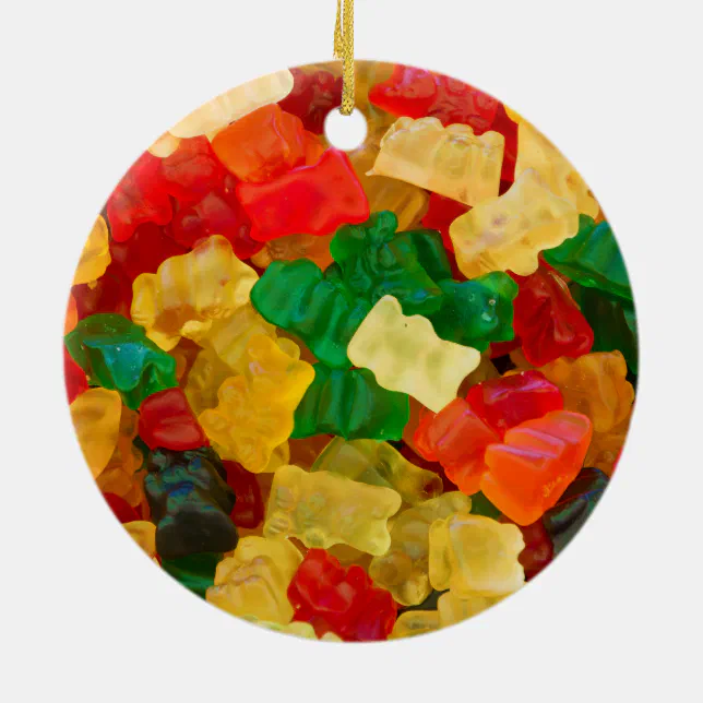 Gummy Bear Rainbow Colored Candy Ceramic Ornament | Zazzle