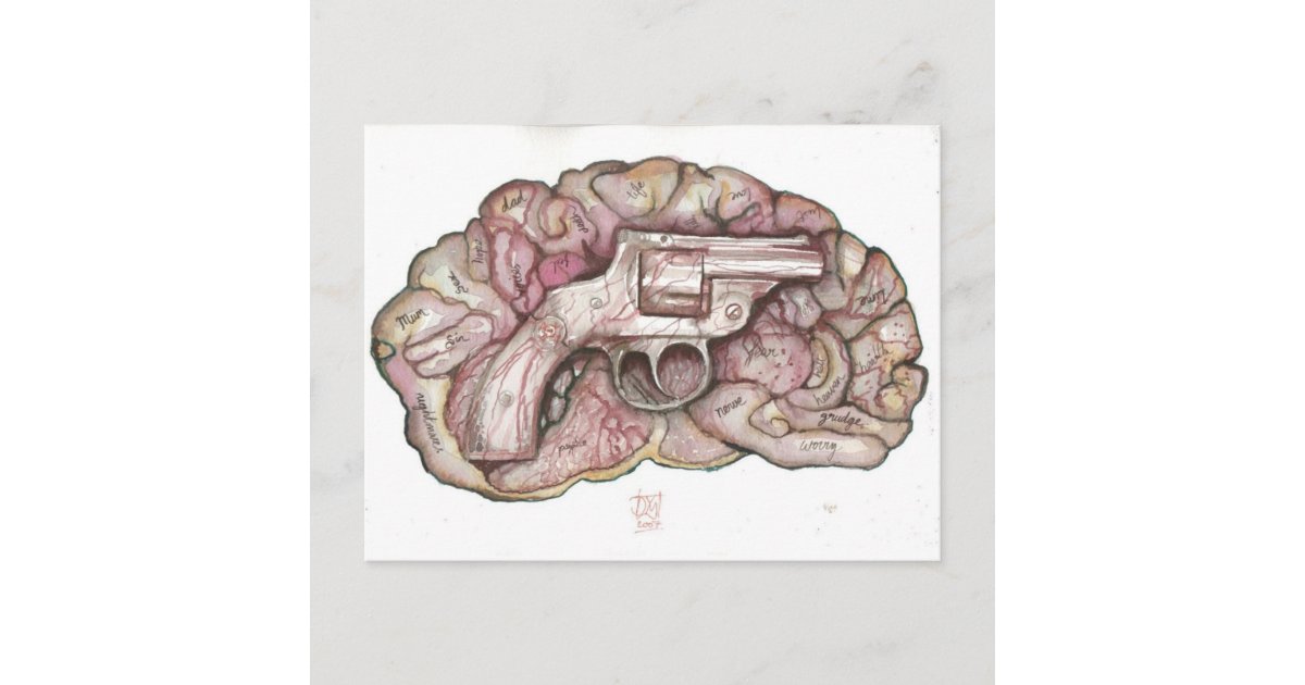 Gun Brain Postcard | Zazzle