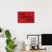 Gun Control Now on Red Linen Photo Protest Sign | Zazzle