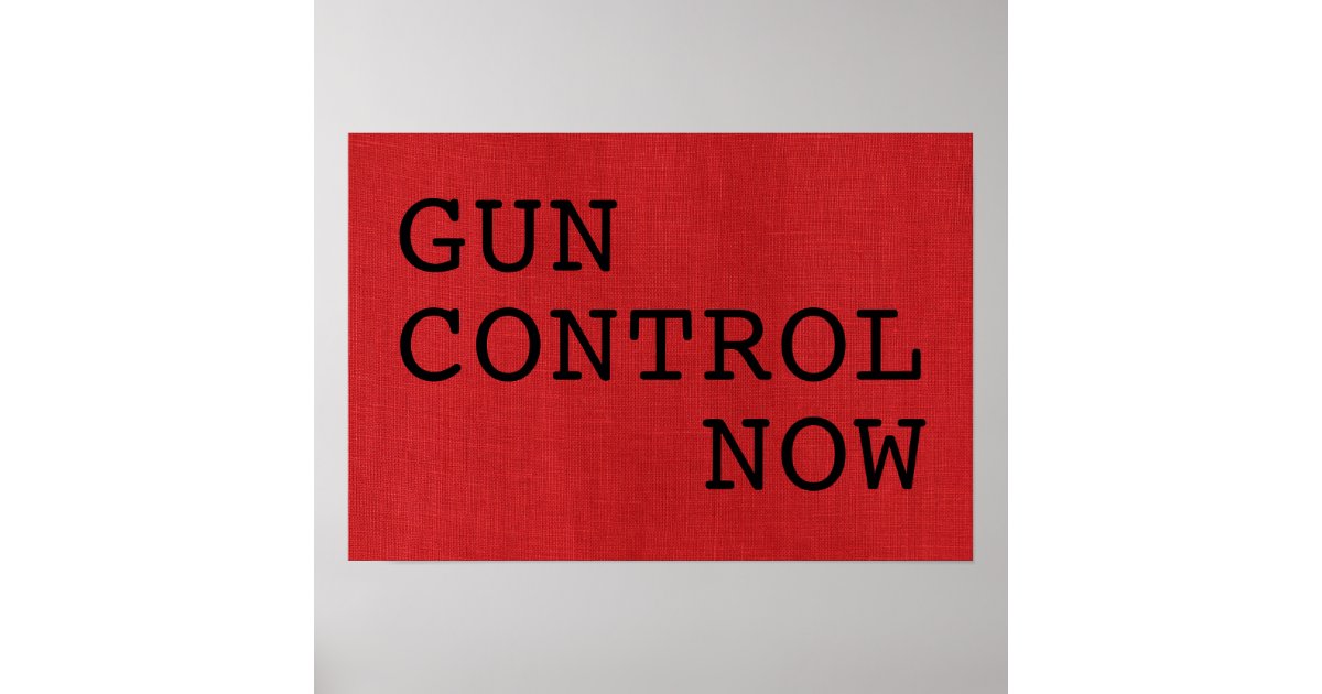 Gun Control Now on Red Linen Photo Protest Sign | Zazzle