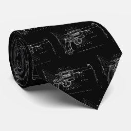 GUN HANDGUN WWII REVOLVER SCHEMATIC PISTOL NECK TIE | Zazzle