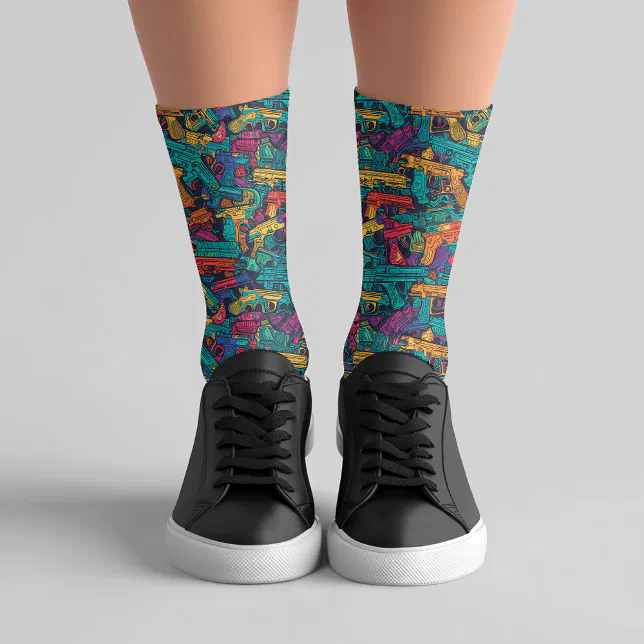 Gun Lover Shooting Shooter Pattern Socks | Zazzle