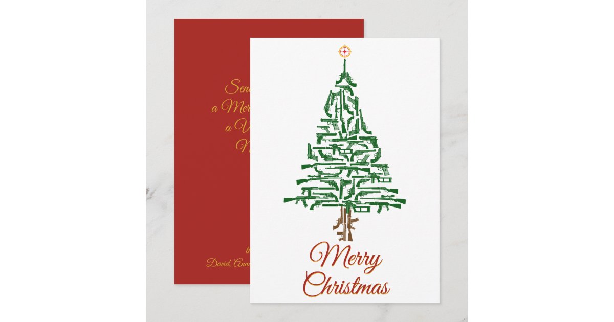 Gun Lovers Christmas Tree Holiday Card | Zazzle
