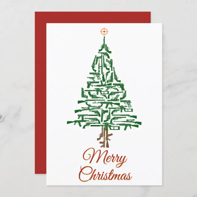 Gun Lovers Christmas Tree Holiday Card | Zazzle