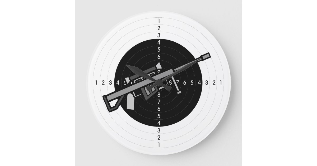 Gun Range Target Rifle With Scope Large Clock | Zazzle