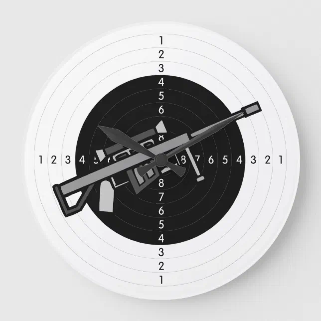 Gun Range Target Rifle With Scope Large Clock | Zazzle