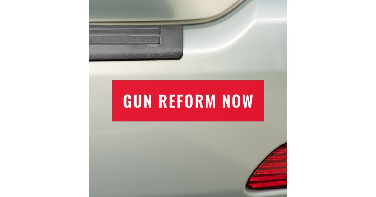 Gun reform now red and white text minimalist bumper sticker | Zazzle